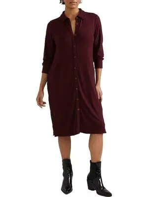 Universal Standard Shirtdress Long Sleeve - Black Cherry