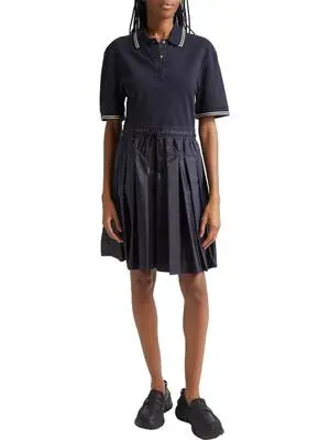 Moncler Mixed Media Polo Dress - Dark Navy Blue