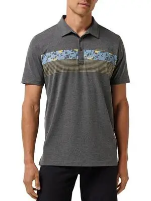 Travis Mathew Midnight Train Chest Stripe Polo - Heather Black