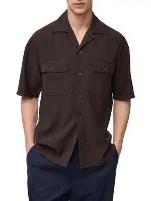 Mango Relaxed Fit Camp Shirt - Chocolate