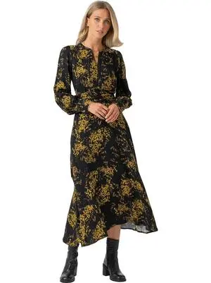 SAINT + SOFIA Adaline Long Sleeve Midi Dress - Yellow Mimosa