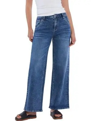 HINT OF BLU Ella High-waist Wide-leg Jeans - Night Blue