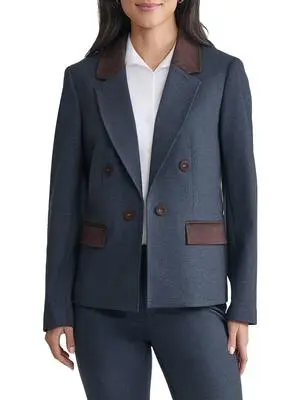 Jones New York Notched Collar Jacket - Pacific Navy Multi