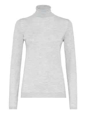Brunello Cucinelli Cashmere And Silk Blend Sweater Pebble