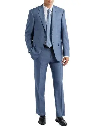Canali Siena Regular Fit Mélange Super 130s Wool Suit - Blue