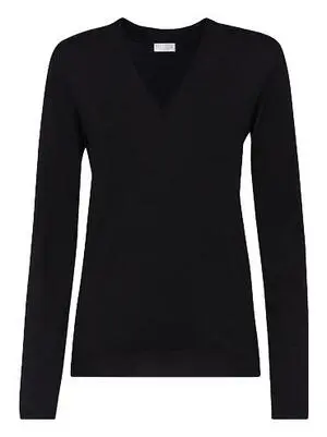 Brunello Cucinelli V-neck Knit Top - Black