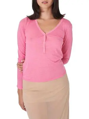 FIND ME NOW Long Sleeve Henley Top Pink