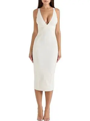 House Of Cb Classic Midi Bandage Dress - Vanilla