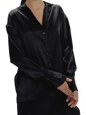 ALAS Silk Button-up Shirt - Black
