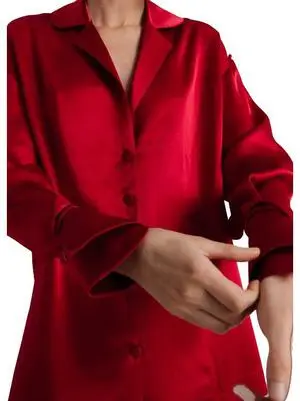 ALAS Alas Silk Button Up Shirt Red