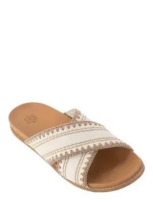 THE SAK Leather Criss-cross Penelope Sandals - Stone Neutral Seminyak