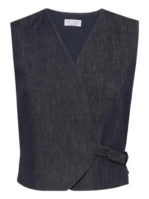 Brunello Cucinelli Vest With Monili - Dark Denim