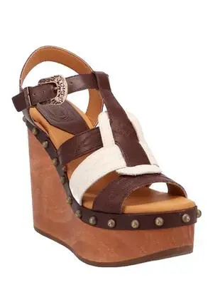 DINGO Cosmo Slingback Platform Wedge Sandal - Brown