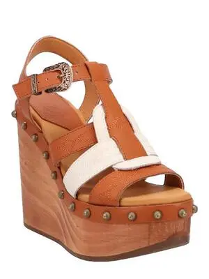 DINGO Cosmo Slingback Platform Wedge Sandal - Russet