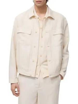 Mango Camp Collar Lyocell And Linen Shirt-jacket - Ivory White