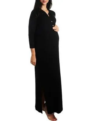 EVERLY GREY Juliana Maternity/Nursing Caftan Black