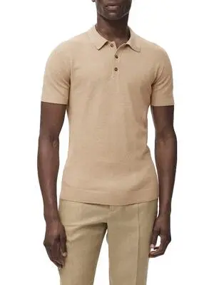 Mango Band Collar Button-up Shirt - Beige