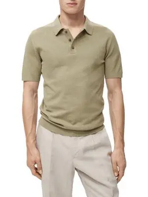 Mango Band Collar Button-up Shirt Khaki