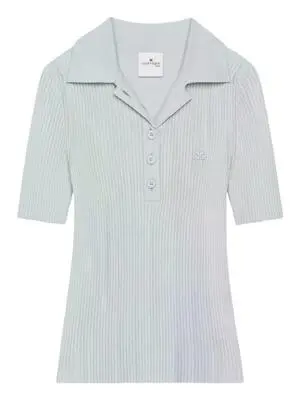 COURREGES Ribbed Short-sleeve Polo Top - Blue