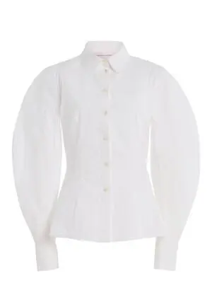 CAROLINA HERRERA Arc-Sleeve Stretch-Cotton Shirt