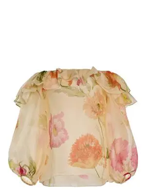 Carolina Herrera Printed Off-the-shoulder Top - Neutral
