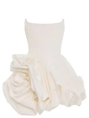 Carolina Herrera Pleated Silk Faille Mini Dress - White