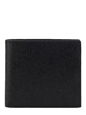 Thom Browne Billfold In Pebble Grain Leather - Black