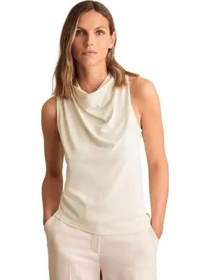 REISS Darla Cowl-neck Sleeveless Top - Ivory