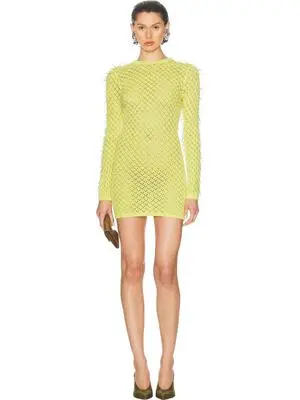 David Koma Gradient Glass Long Sleeve Mini Dress - Yellow