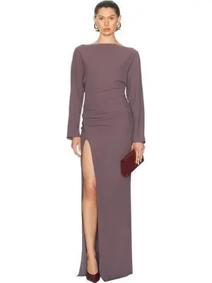 Lapointe Stretch Drape Crepe Off The Shoulder Dress - Mocha