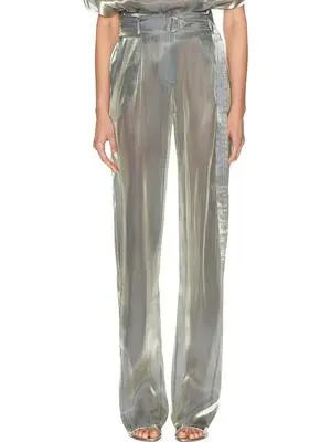 Lapointe Metallic Organza Belted Pant - Steel