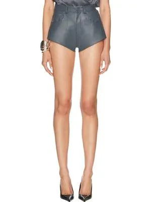 Lapointe Faux Leather Mini Shorts - Gray Blue