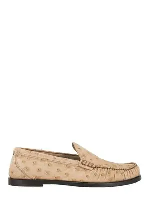 SAINT LAURENT Saint Laurent Ostrich Leather Loafer In Nude