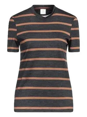 Eleventy Striped Wool Jersey T-shirt - Grey