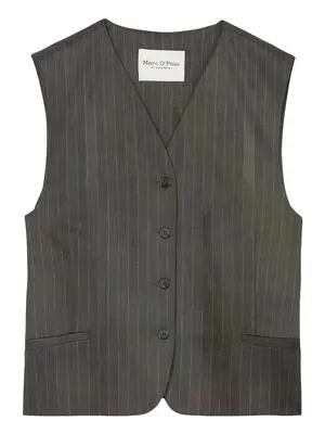 Marc O'polo Pinstripe Sleeveless Waistcoat - Grey