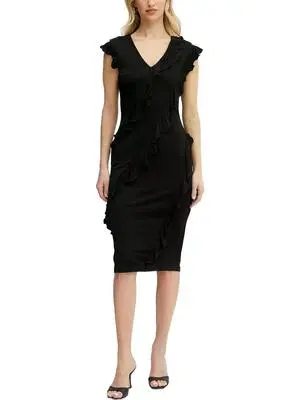 Karl Lagerfeld Ruffle-detail Midi Dress - Black