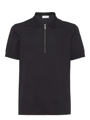 FERRAGAMO Polo With Zip Collar - Black