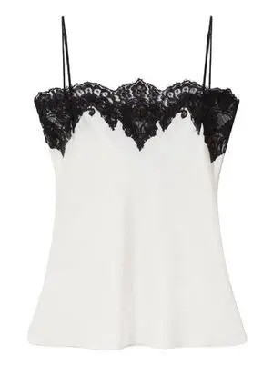 Stella McCartney Sleeveless Lace-trimmed Satin Top - White