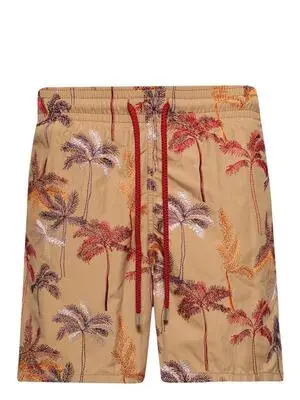 Vilebrequin Embroidered Palm Swim Trunks Orange