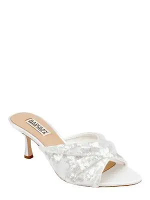Badgley Mischka Gailea Sequined Slide Sandal - White Sequins