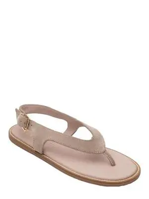 FOREVER & ALWAYS SHOES Belinda Leather Thong Sandals - Beige Suede Leather