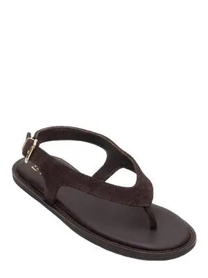 FOREVER & ALWAYS SHOES Belinda Leather Thong Sandals - Brown Suede Leather