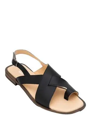 FOREVER & ALWAYS SHOES Louna Leather Thong Sandals - Black Leather