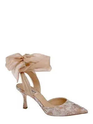 Badgley Mischka Blaze Ii Ankle Tie Pointed Toe Pump - Tan