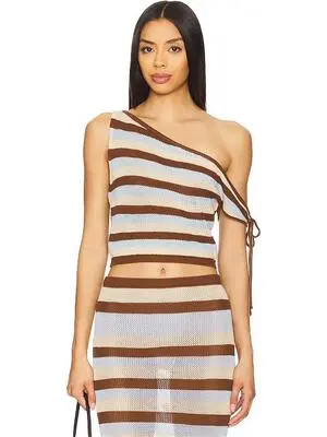 SEVEN WONDERS Hazel One Shoulder Knit Top - Chocolate Multi