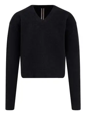 Rick Owens Tommy V-neck Alpaca Blend Sweater - Black