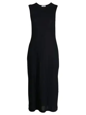 JIL SANDER Round Neck Sleeveless Maxi Dress - Black