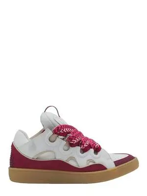 LANVIN Curb Leather Sneakers - Green/pink