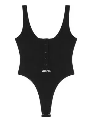 Versace Ribbed Cotton Bodysuit - Black