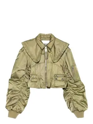 GANNI Duchess Bomber Jacket - Green